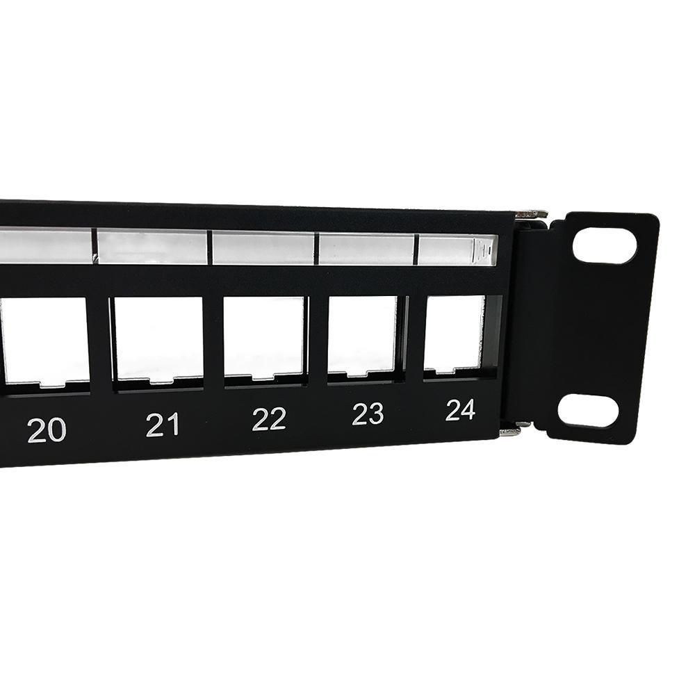 24-port Shielded Angled Keystone Patch Panel – 19” Rackmount 1U with ...