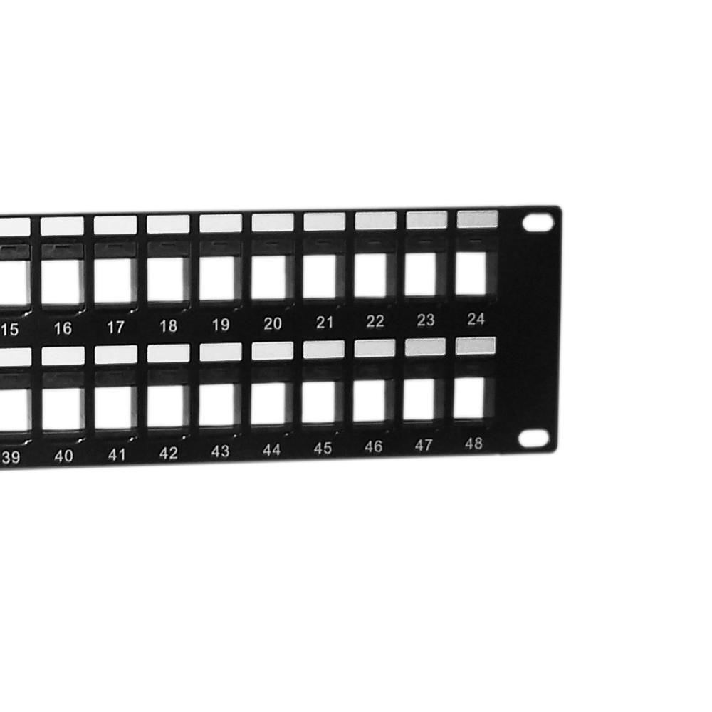 48-port Keystone Patch Panel, 19" Rackmount 2U - Unloaded