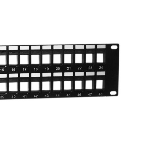 48-port Keystone Patch Panel, 19" Rackmount 2U - Unloaded