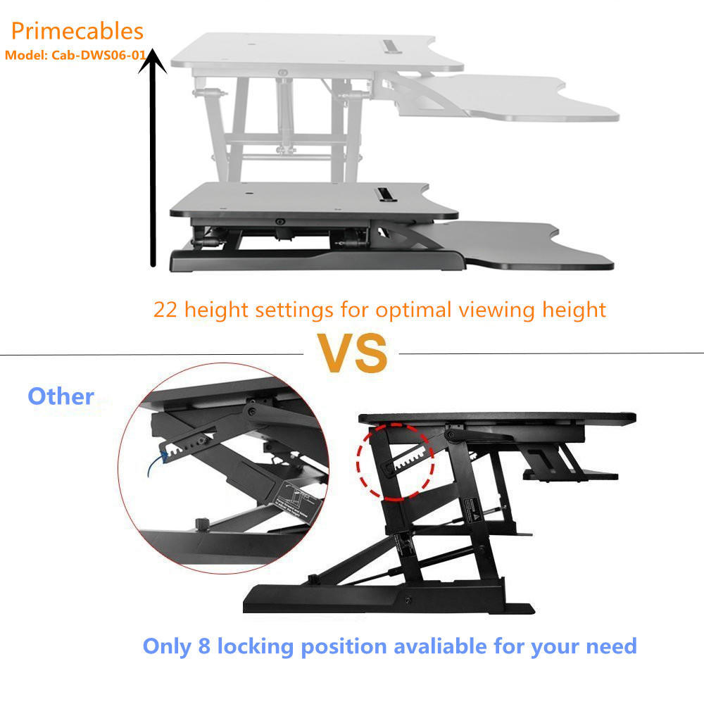 Ergonomic Sit Stand Desk Riser with Height Adjustable - PrimeCables