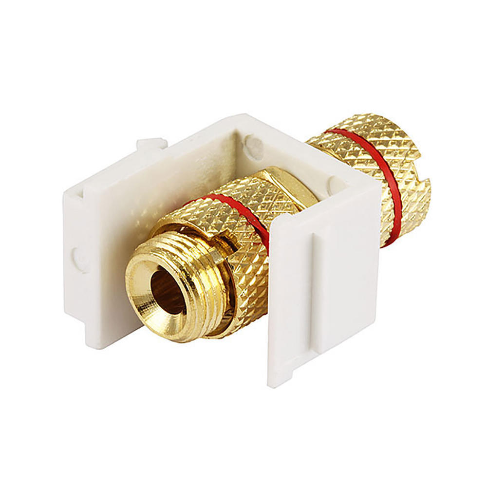 Banana Jack w/Red Ring (Screw Type) Keystone Jack - White - PrimeCables®