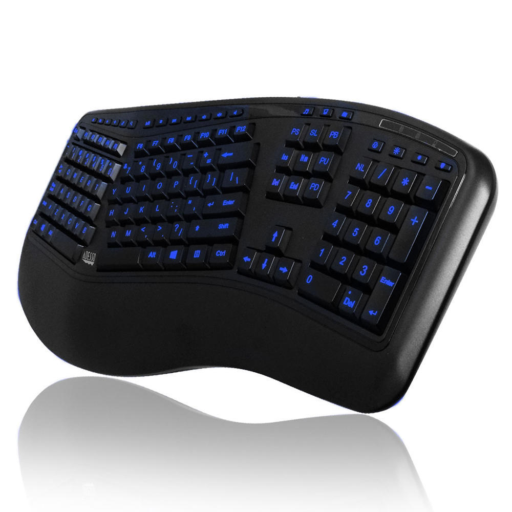 Adesso Tru-Form 150 3-Color Illuminated Ergonomic Keyboard