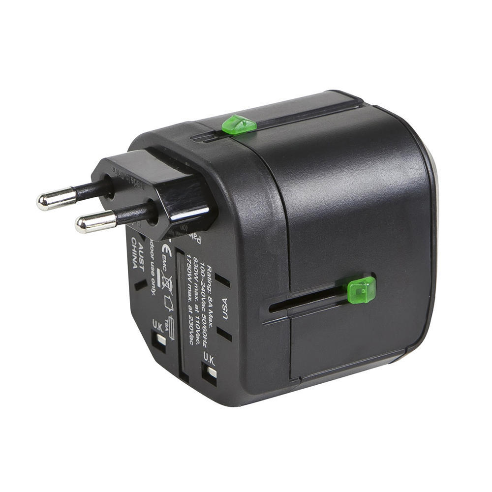 Compact Cube Universal Travel Adapter - Black - Monoprice®