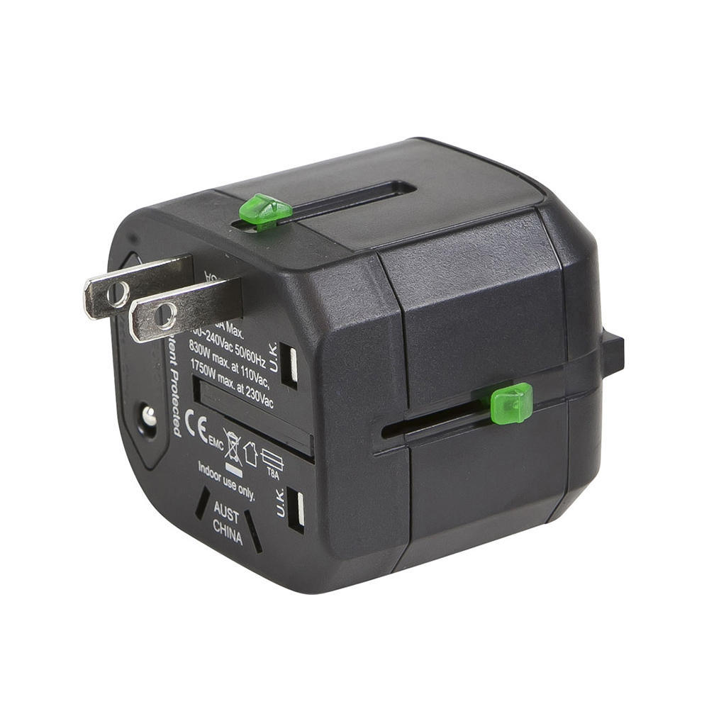 Compact Cube Universal Travel Adapter - Black - Monoprice®