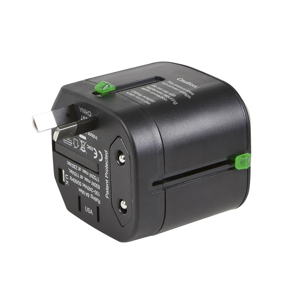 Compact Cube Universal Travel Adapter - Black - Monoprice®