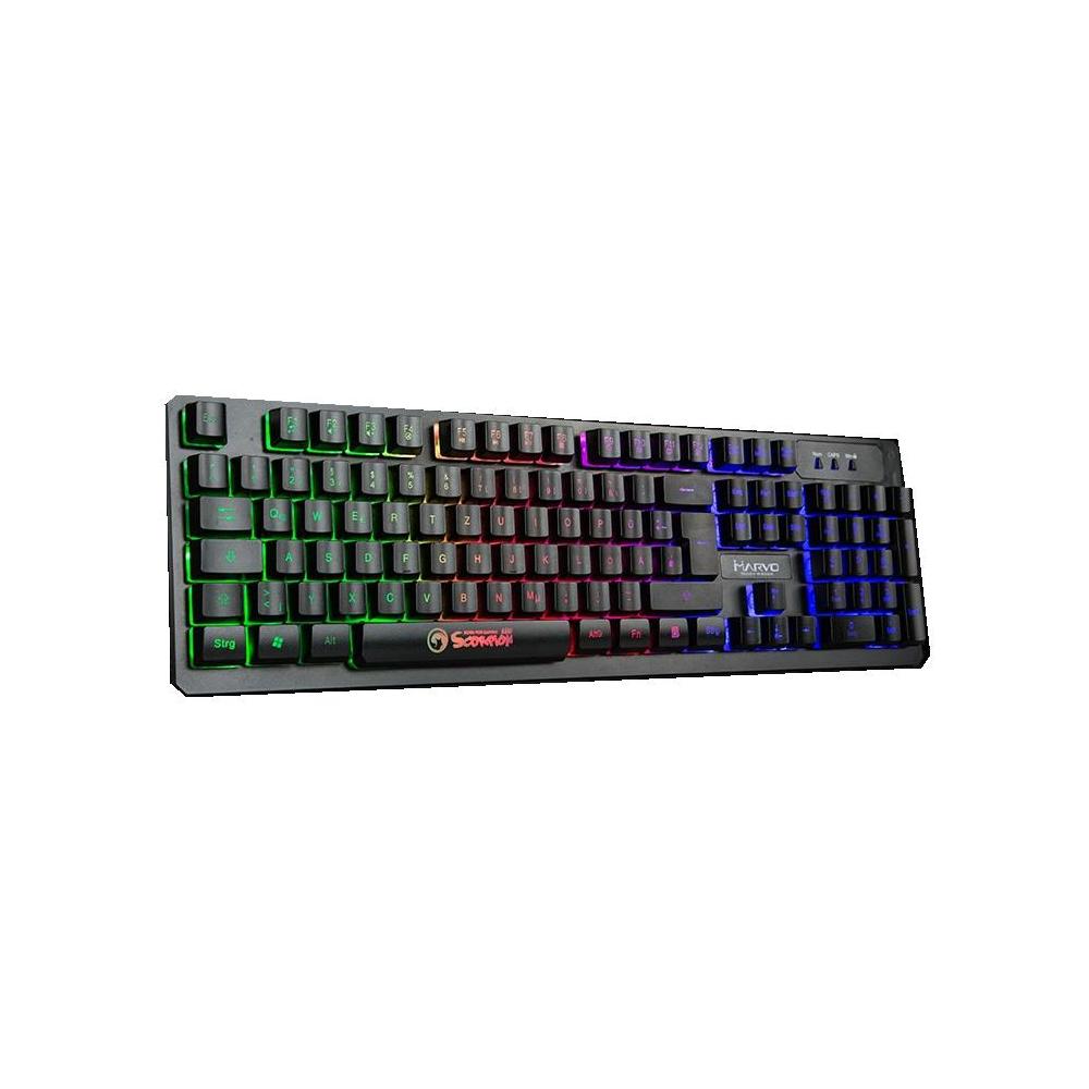 Marvo K616 Rainbow Backlit 104 Keys USB Gaming Keyboard, Black