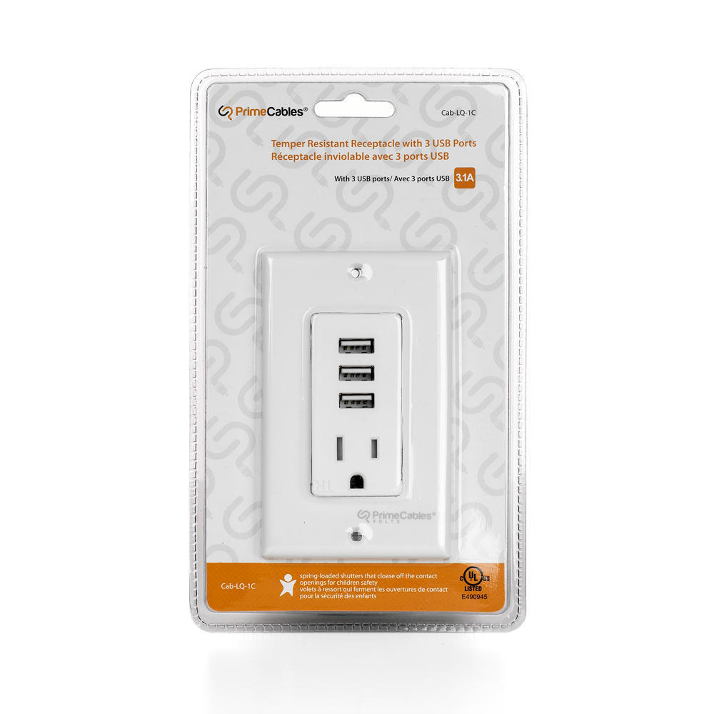 3.1A Smart Fast Charging 3 USB Ports, Decora Tamper Resistant Single ...