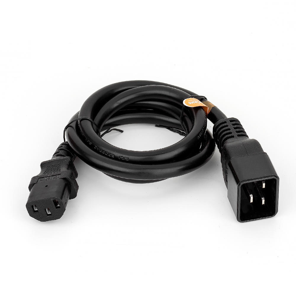IEC C13 to IEC C20 Power Cable - 14AWG SJT, 3ft Black - PrimeCables®