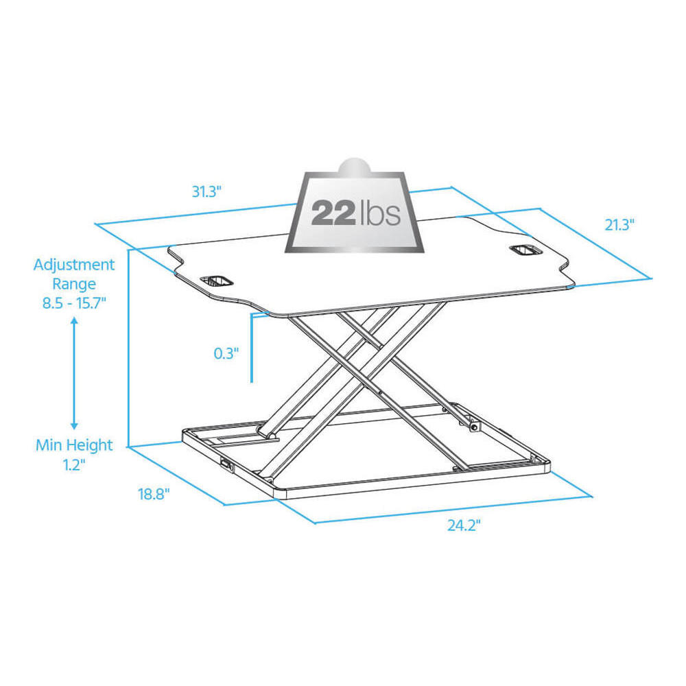 Ultra Slim Height Adjustable Sit and Standing Desk PrimeCables®-OpenBox