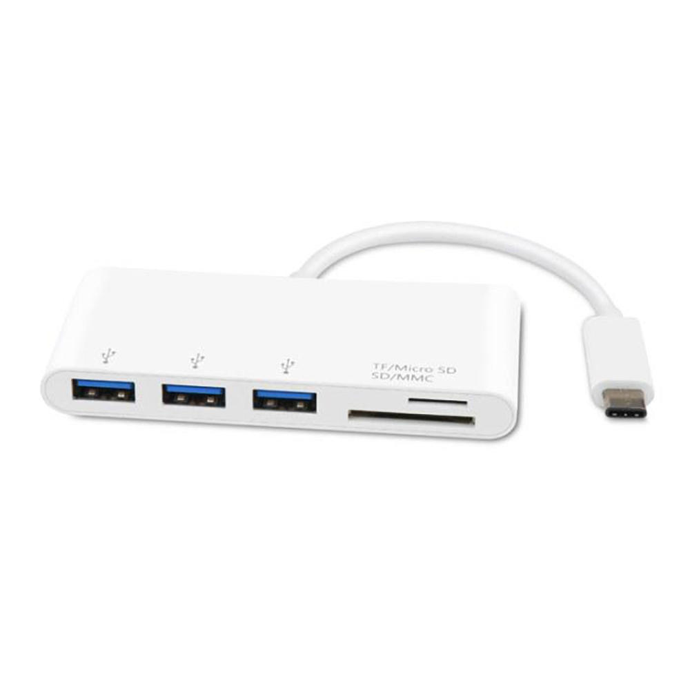 USB 3.1 Type-C Hub to USB3.0 Ports x 3 Adapter with Micro SD+SD/MMC ...