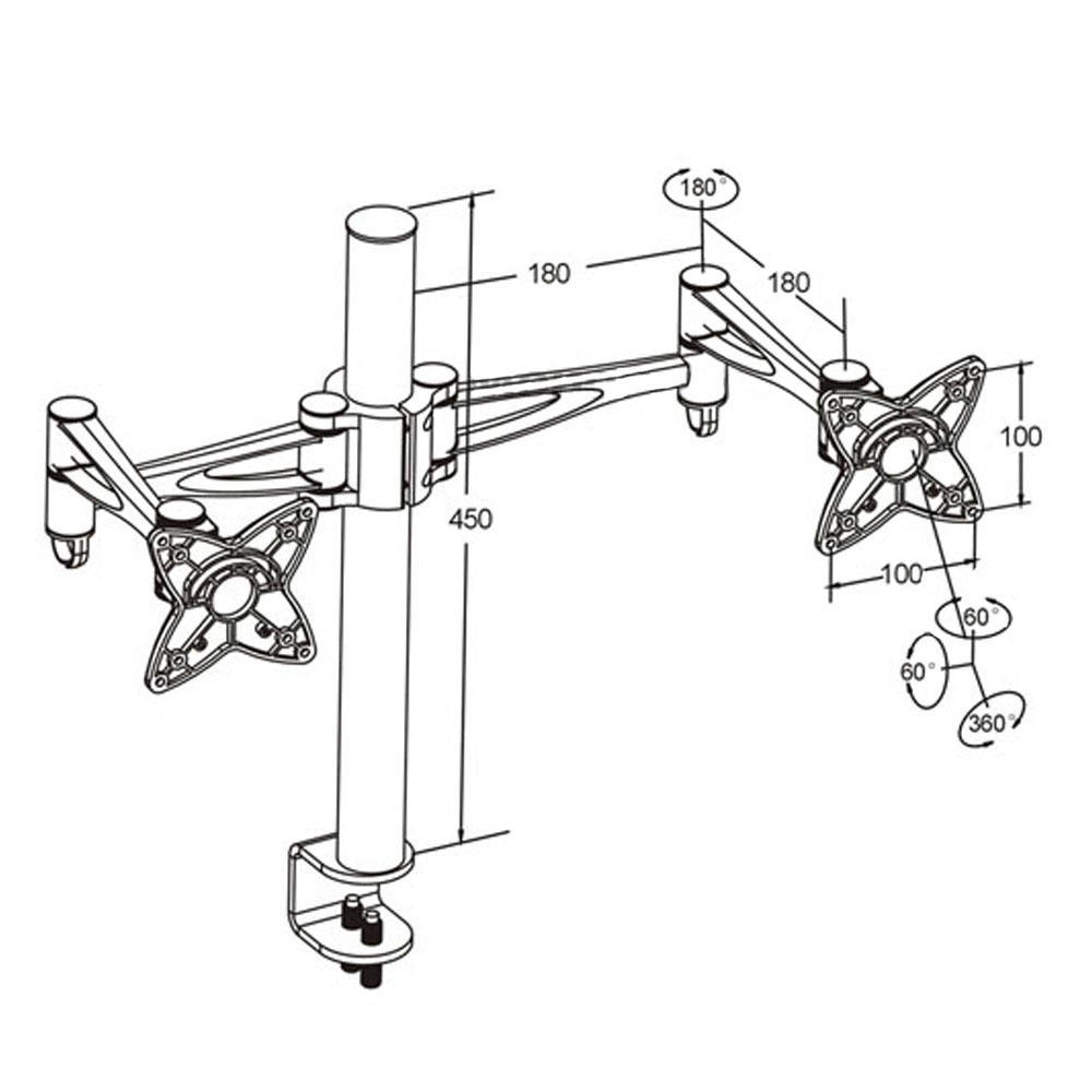 3-Way Adjustable Tilting DUAL Desk Mount Bracket for 10 inch to 23 inch ...