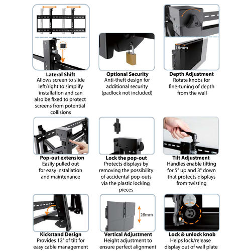 Fully Adjustable Video Wall TV Mount for 45"-70" Screens