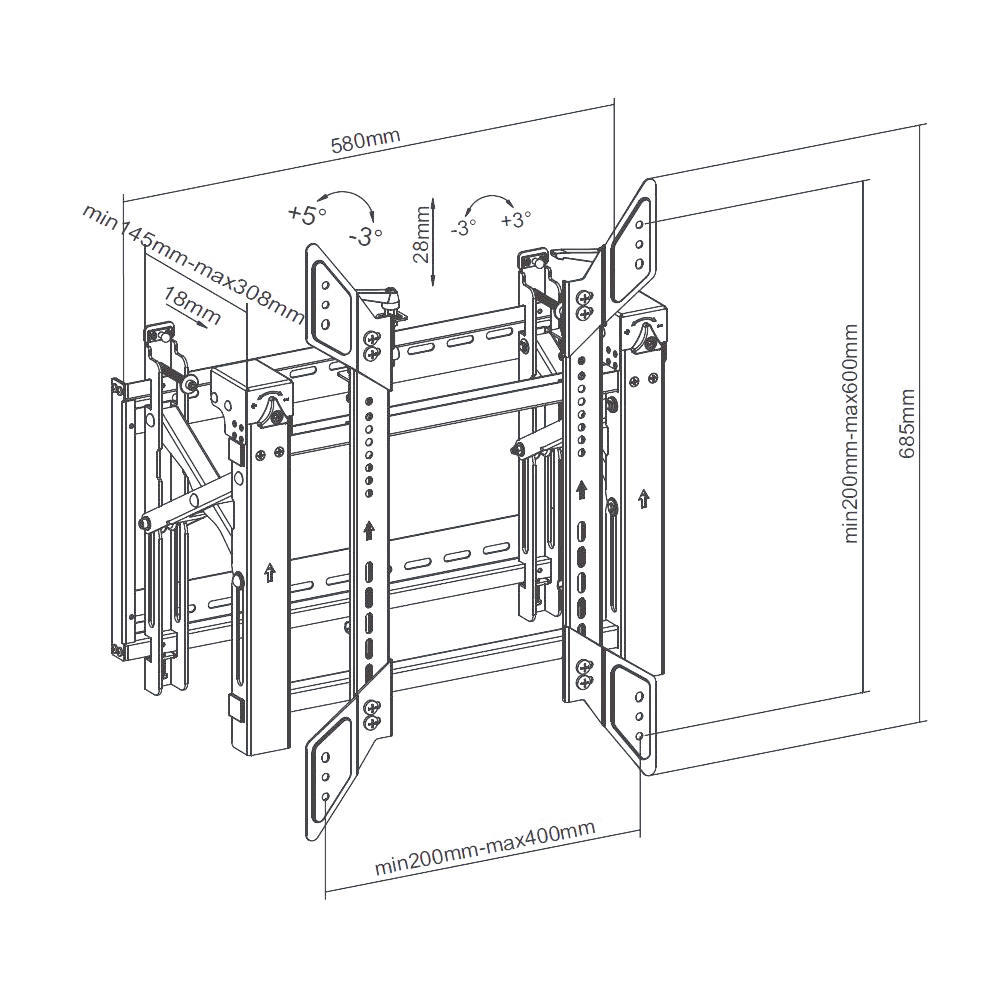 Fully Adjustable Video Wall TV Mount for 45"-70" Screens