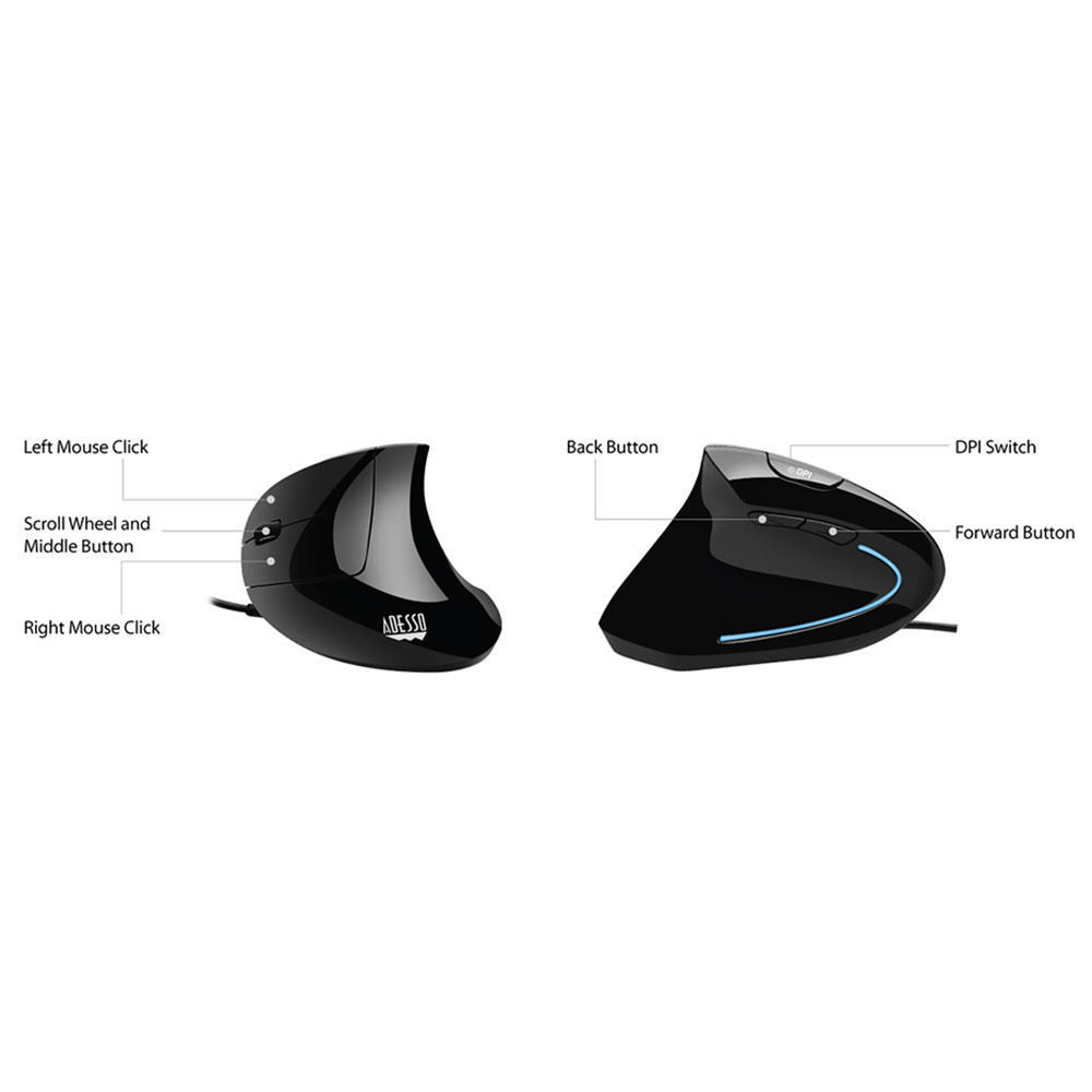 Adesso iMouse E9 Souris verticale ergonomique pour gaucher