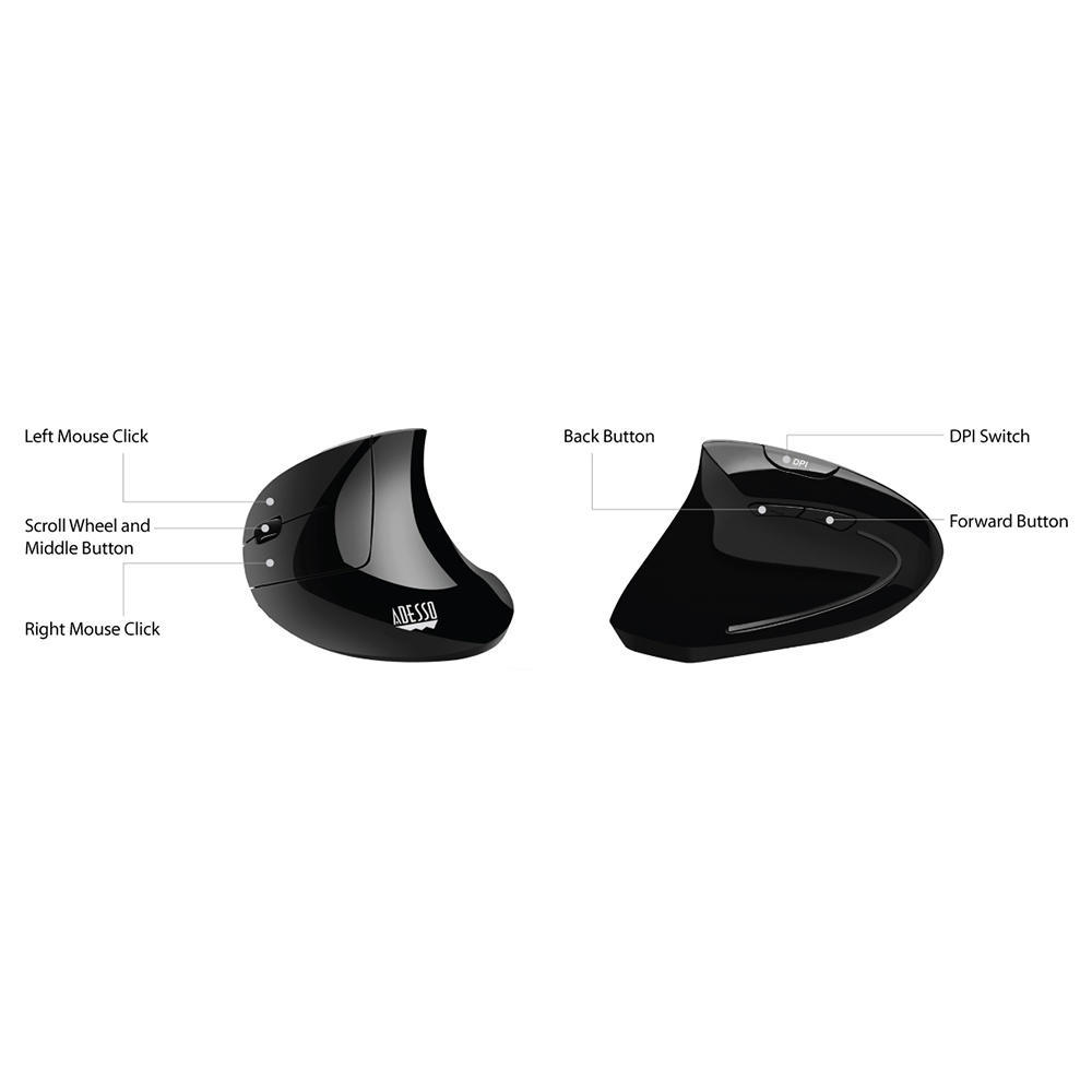 Adesso iMouse E90 - Souris ergonomique verticale sans fil pour gaucher
