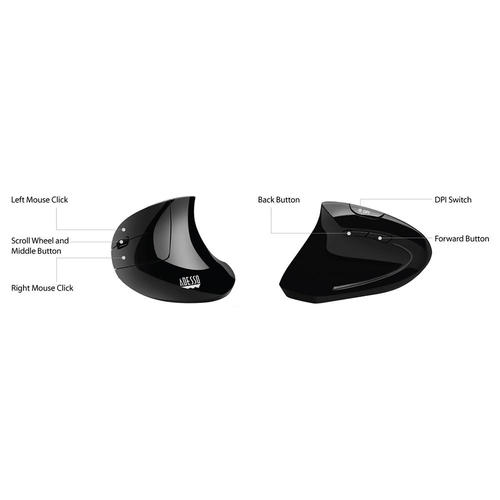 Adesso iMouse E90 - Souris ergonomique verticale sans fil pour gaucher