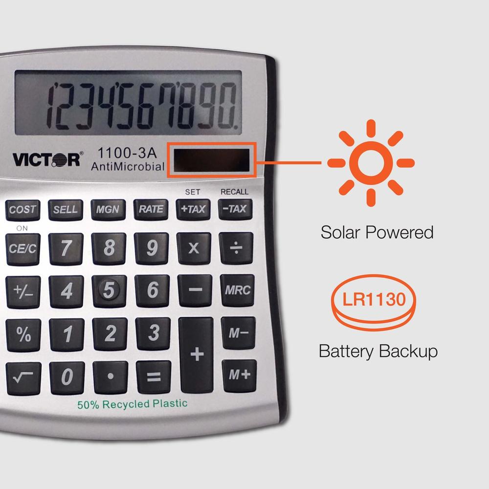 Victor® 10 Digit Desktop Calculator with Built-In AntiMicrobial ...
