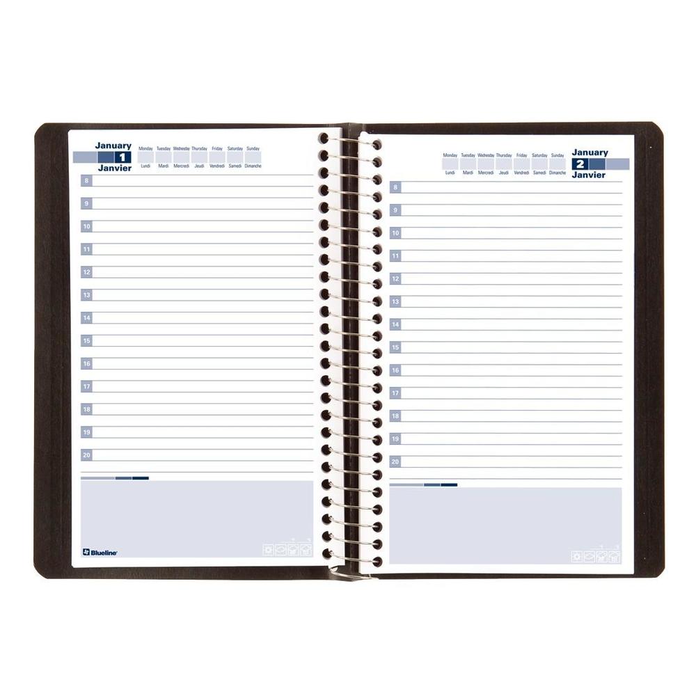 Blueline® Daily Undated Planner, 8 x 5 in, Bilingual