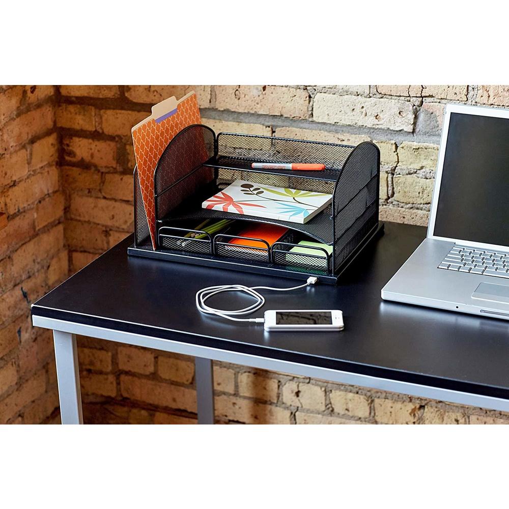 SAFCO® Onyx™ Organizer with 3 Drawers, Black Wire Mesh