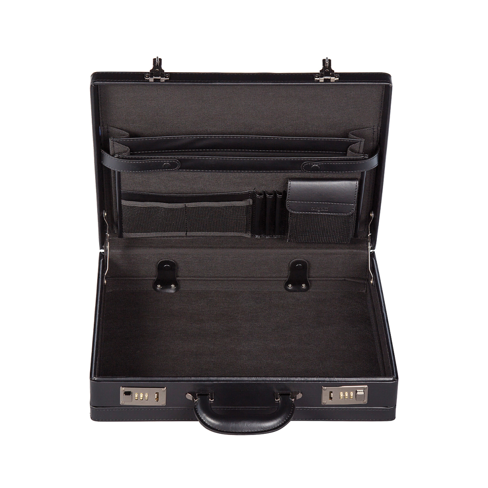 Bugatti® Expandable Synthetic Leather Briefcase File with Handle, Black