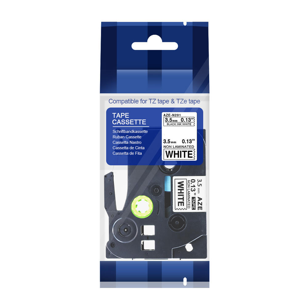 Brother TZe-N201 Non-Laminated Super Narrow tape, 3.5mm (0.13"), Black ...