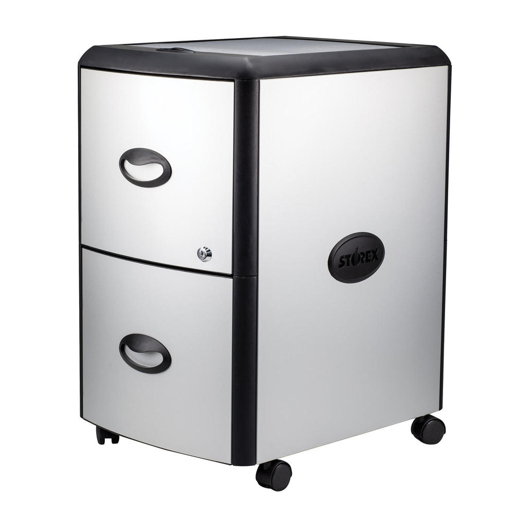 Storex Classeur mobile à 2 tiroirs avec serrure, panneaux contrastants ...