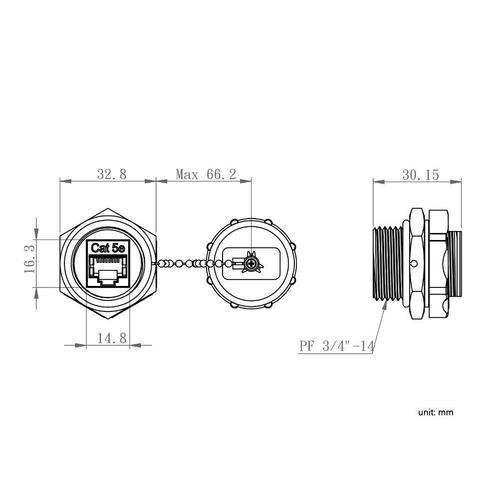 Cat5e RJ45 Female to RJ45 Female Shielded Bulkhead Coupler - Waterproof ...