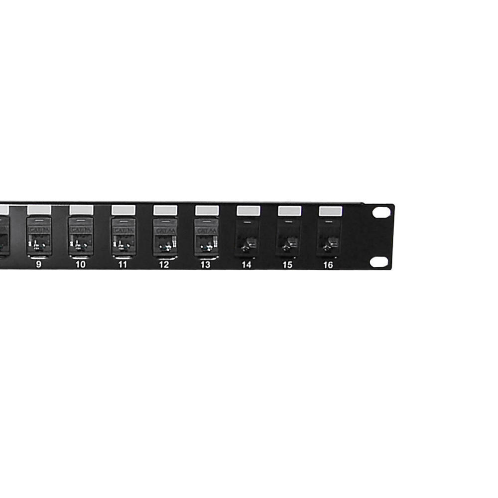 16-Port Cat6A Patch Panel, 19" Rackmount 1U - 110 Punch-Down