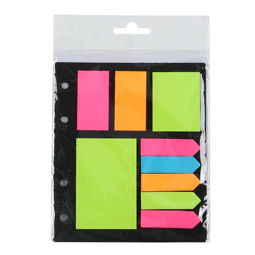 Notes autocollantes et marqueurs de pages assortis pour classeur, 4 formes