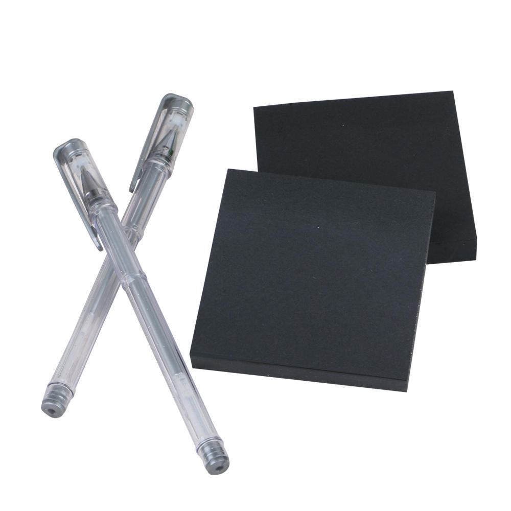 Black Sticky Notes with 2 Silver Gel Pens for Messaging and Flagging ...
