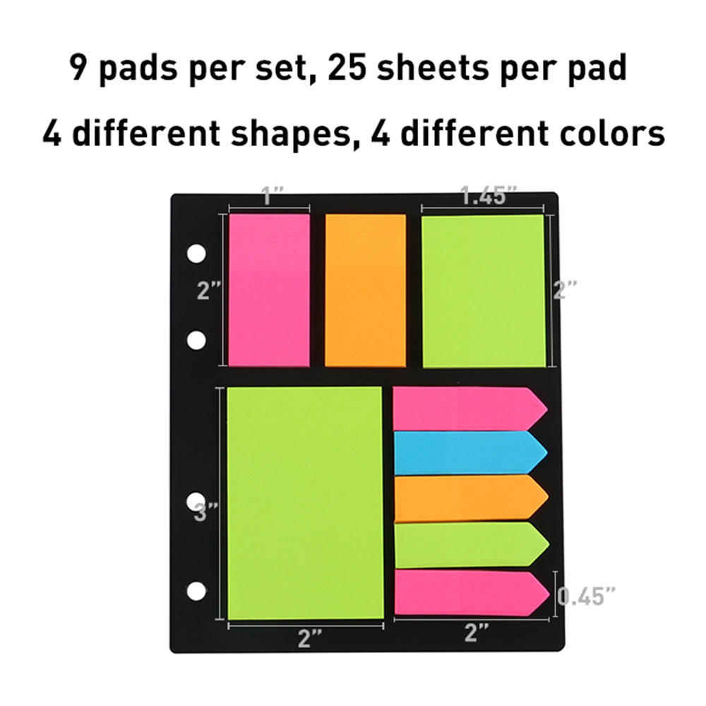 Assorted Sticky Notes and Page Markers Fits for Binder, 4 Shapes