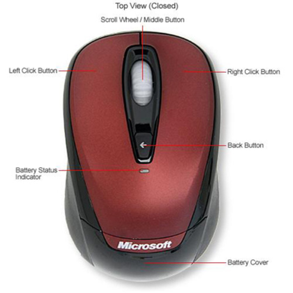 Microsoft Wireless Notebook Mouse 3000 Red