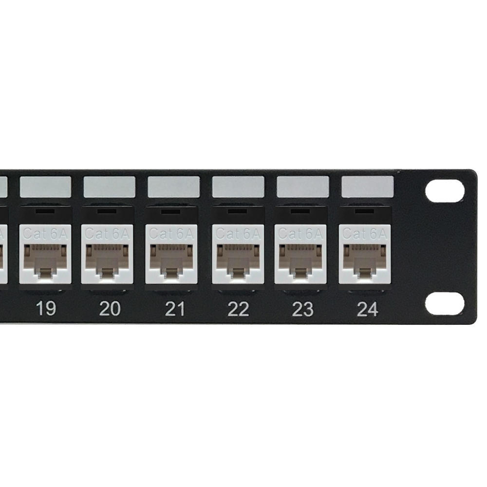 24 Port Cat6a Patch Panel, 19" Rackmount 1U Pass-Through