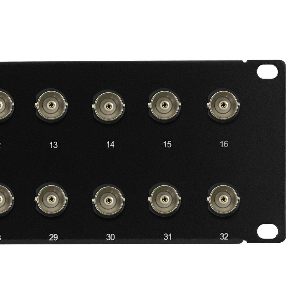 32 Port 75 Ohm BNC 12GHz HD-SDI patch panel, 19 inch rackmount 2U