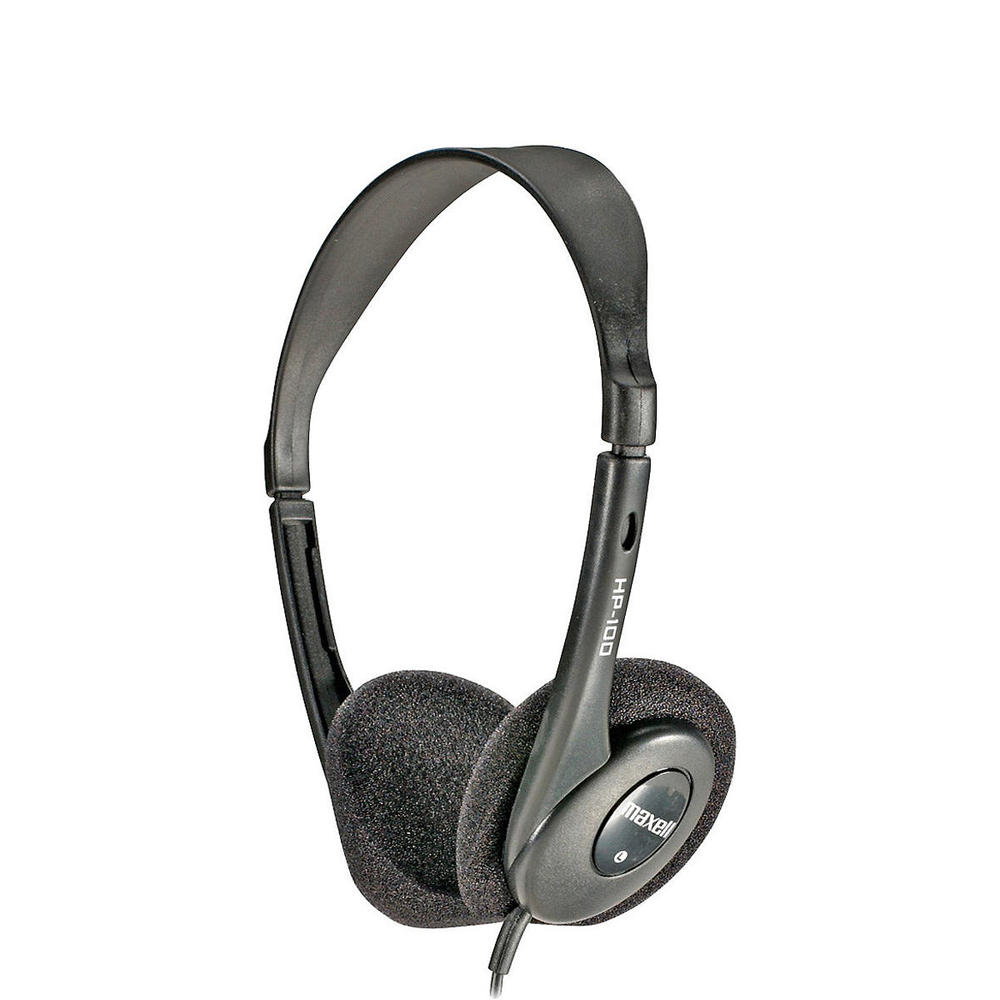Maxell 190319 HP-100 Lightweight Stereo Headphones, Black