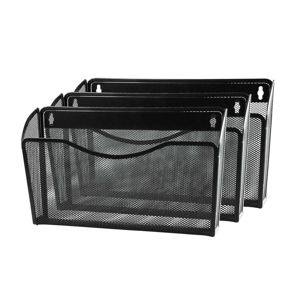 Winnable Mesh Wall Files Pocket, 3/Pack, Letter Size, Black (11951)