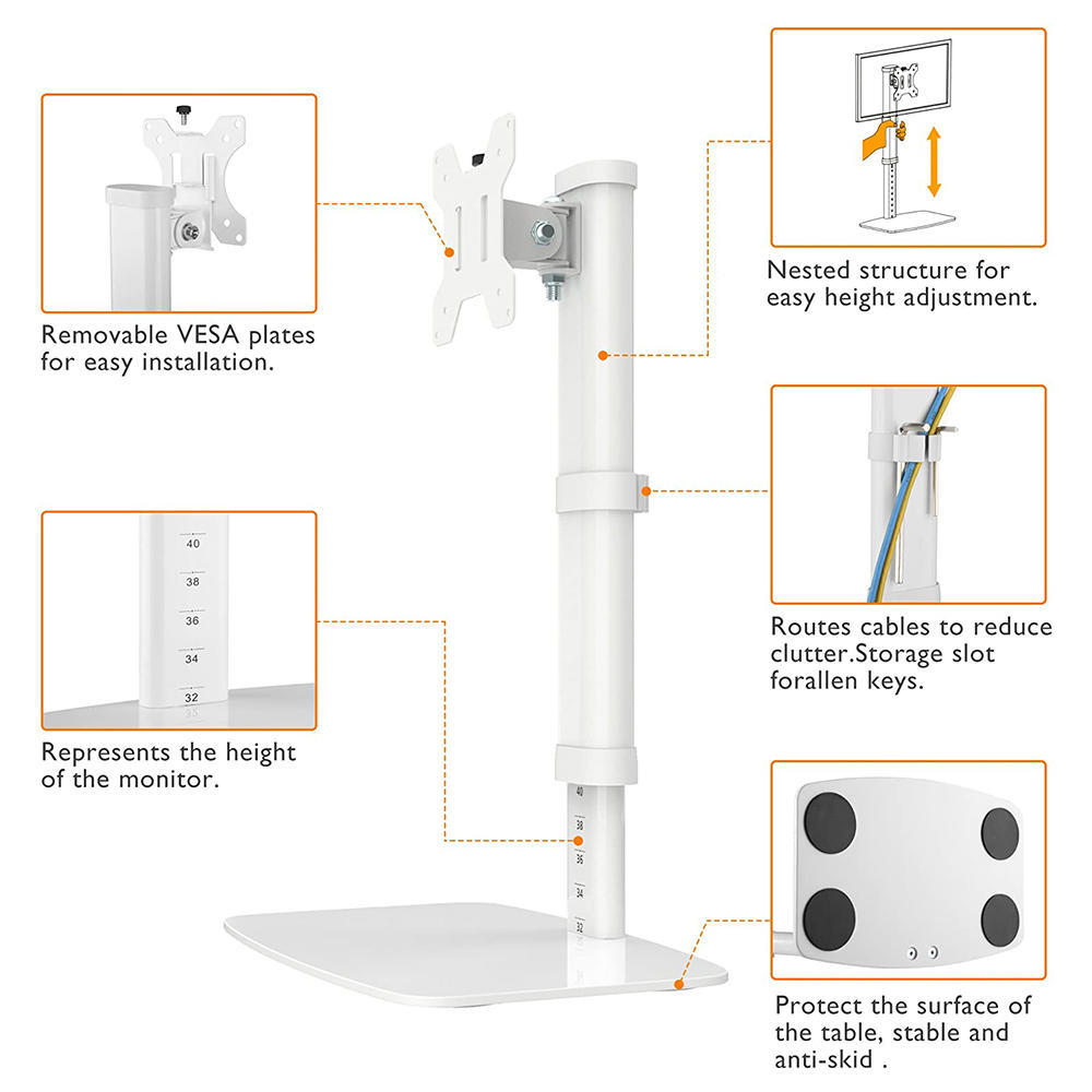 Adjustable Vertical Monitor Stand for 17–27 Inch Screens