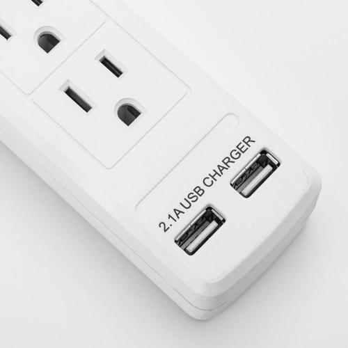 Surge Protector Power Strip with 2 USB Ports - PrimeCables