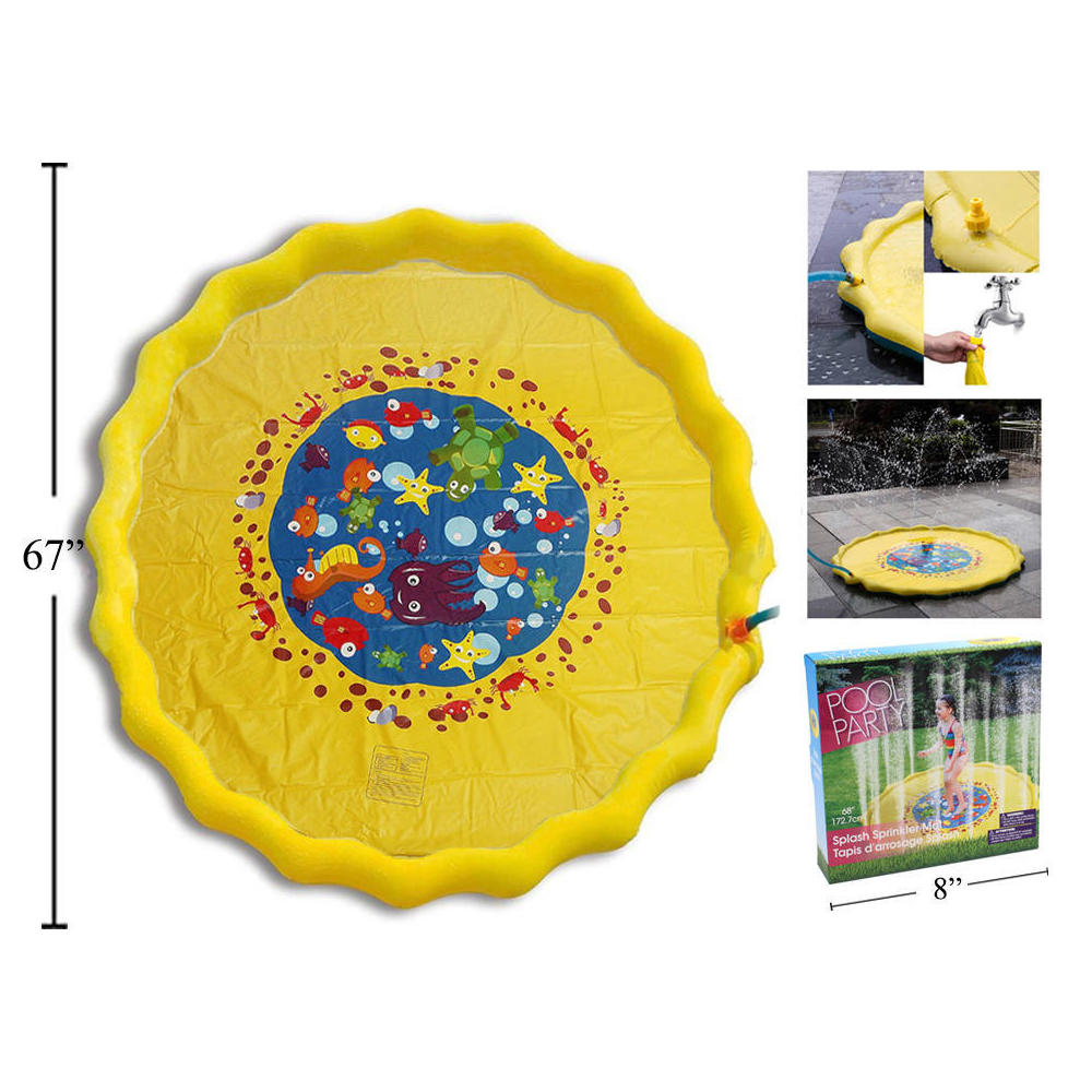 68" Inflatable Splash Sprinkler Mat，ideal for indoors & outdoors and ...