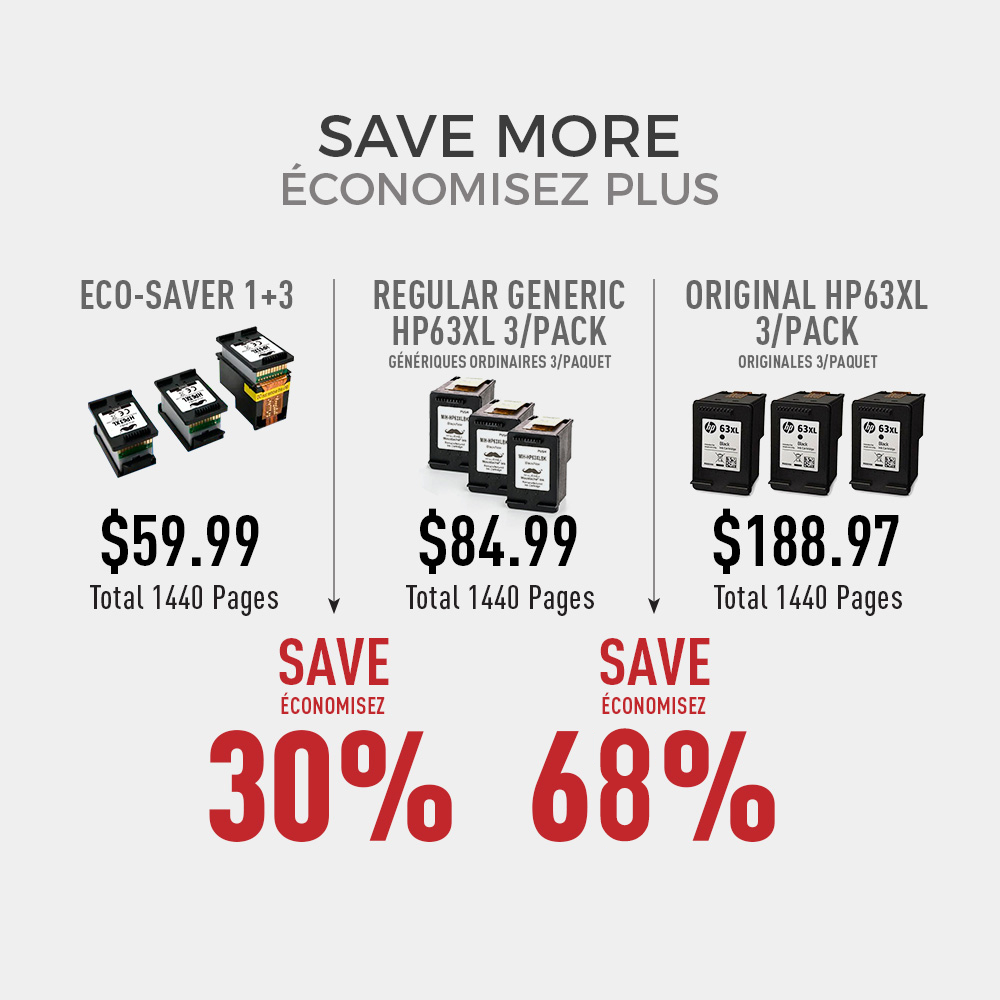 HP 63XL F6U64AN Remanufactured Eco-Saver Black Ink Cartridge High Yield ...