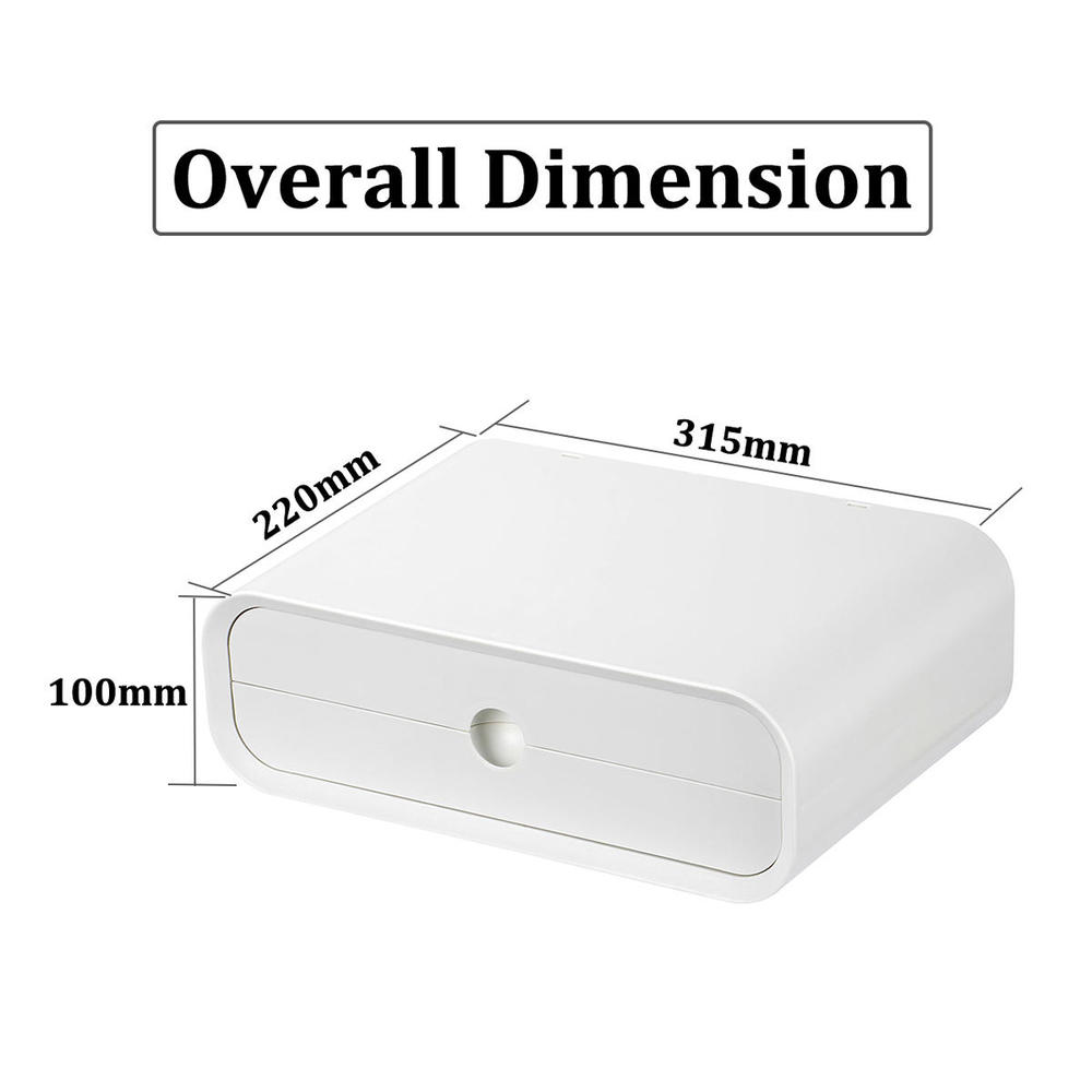 Monitor Stand with Dual Pull-Out Drawers, 315mm x 220mm x 100mm, White