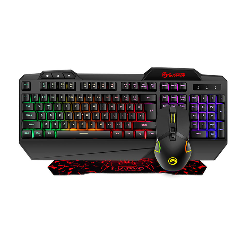 Marvo 3-in-1 Wired Gaming Starter Kit - Rainbow Backlit Keyboard ...