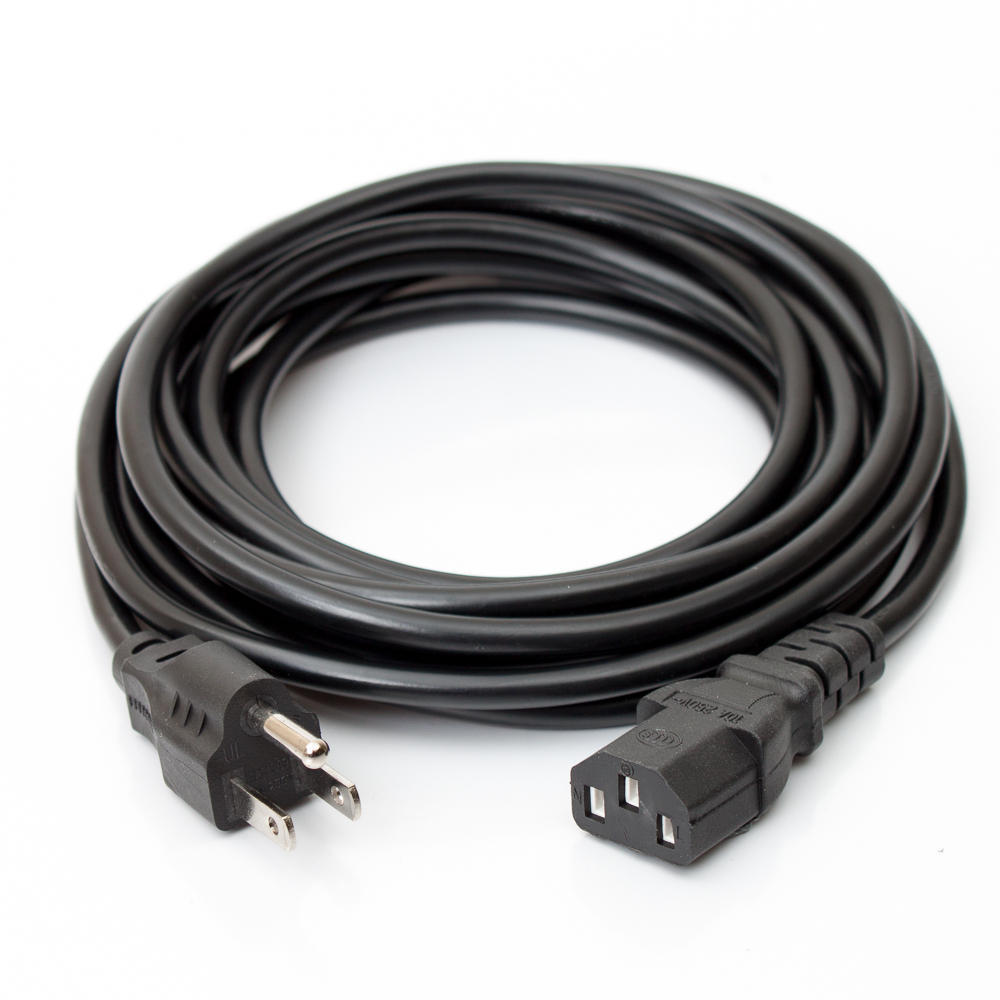 10Ft 18AWG Universal Power Cord Cable, 5-15P to C13, 10A/125V, Black ...