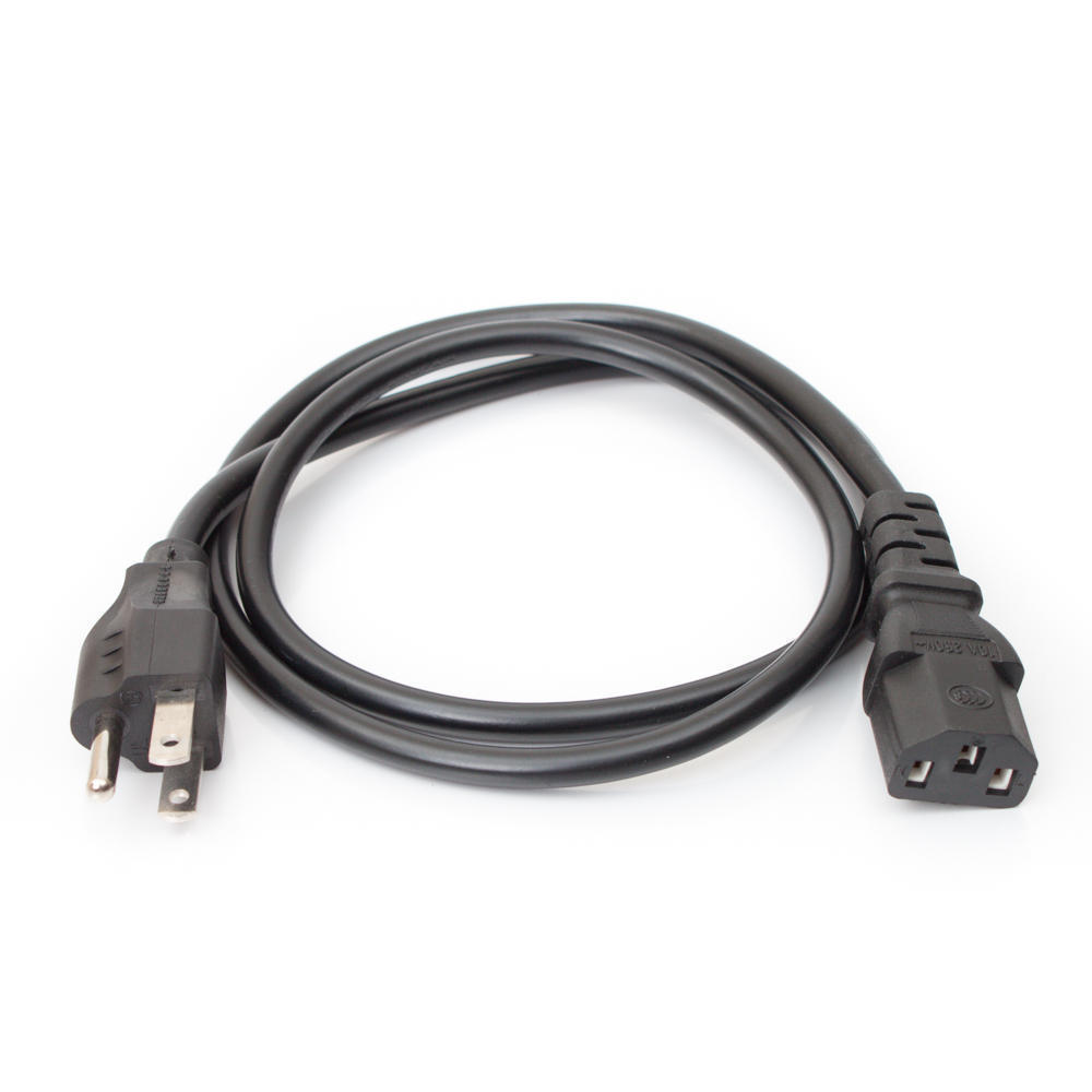 3Ft 18AWG Universal Power Cord Cable, 5-15P to C13, 10A/125V, Black ...