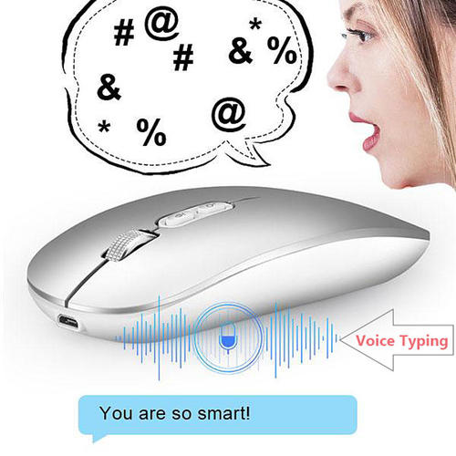 Souris vocale intelligente sans fil, rechargeable, argent