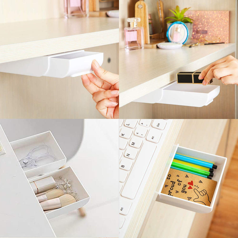 Under Desk Pasted Storage Drawer Organizer for Stationery & Cosmetics ...