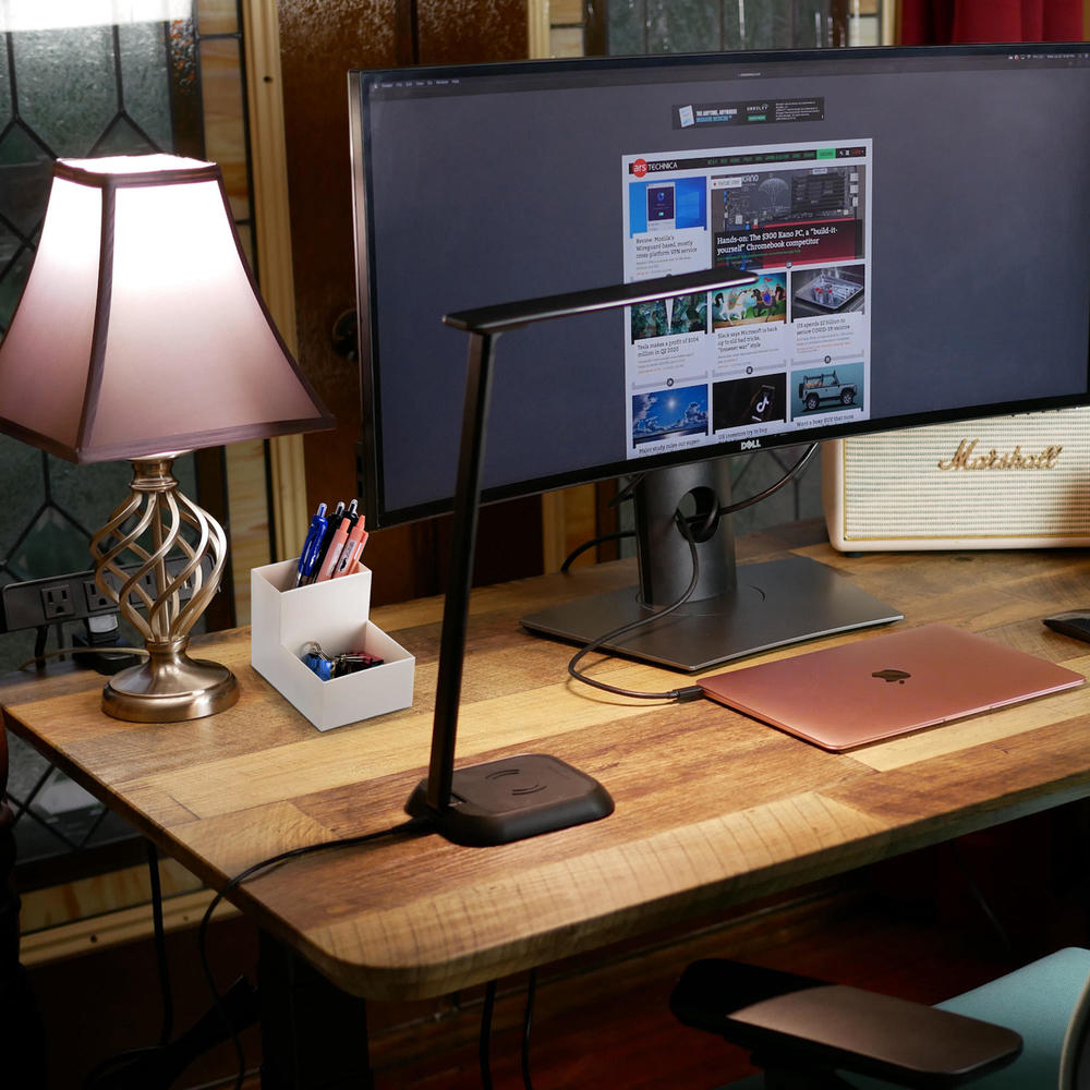 Desktop Caddy with 2 Compartments, Plastic, White