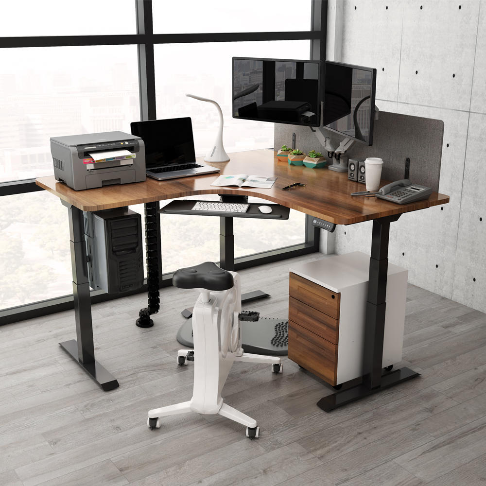 Triple Motor Height Adjustable Sit-Stand Corner Desk Frame L-Shaped ...