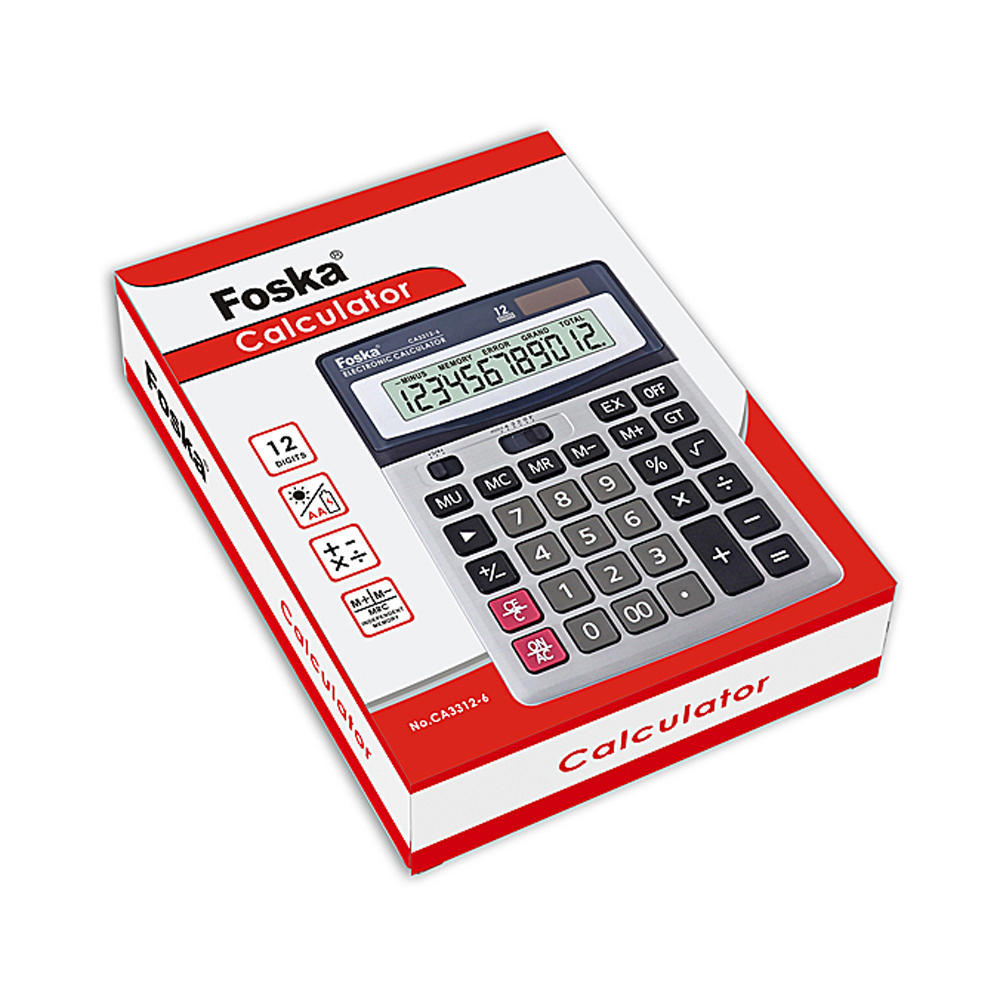 Foska® 12-Digit Solar Power Electronic Calculator