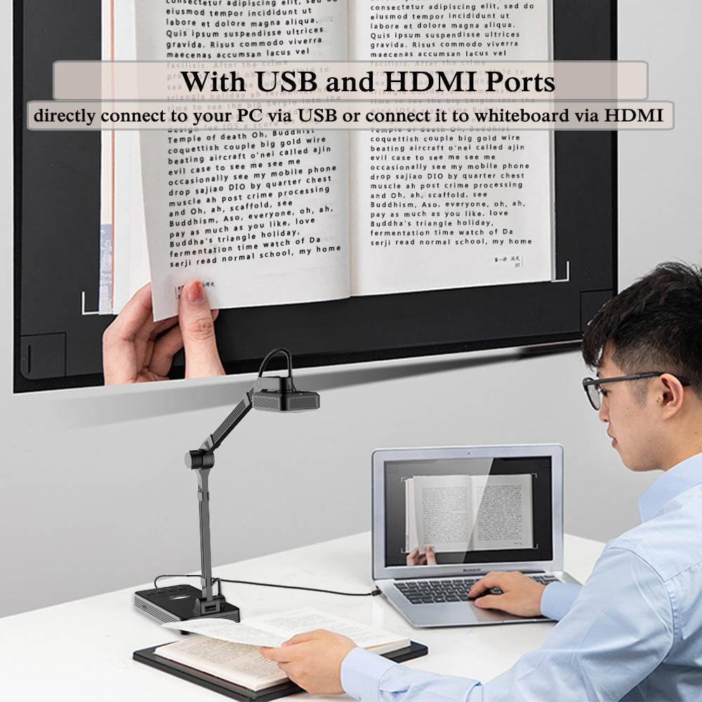 Portable A3 Document Camera Scanner, 10 MP HD OCR Visualizer with HDMI ...